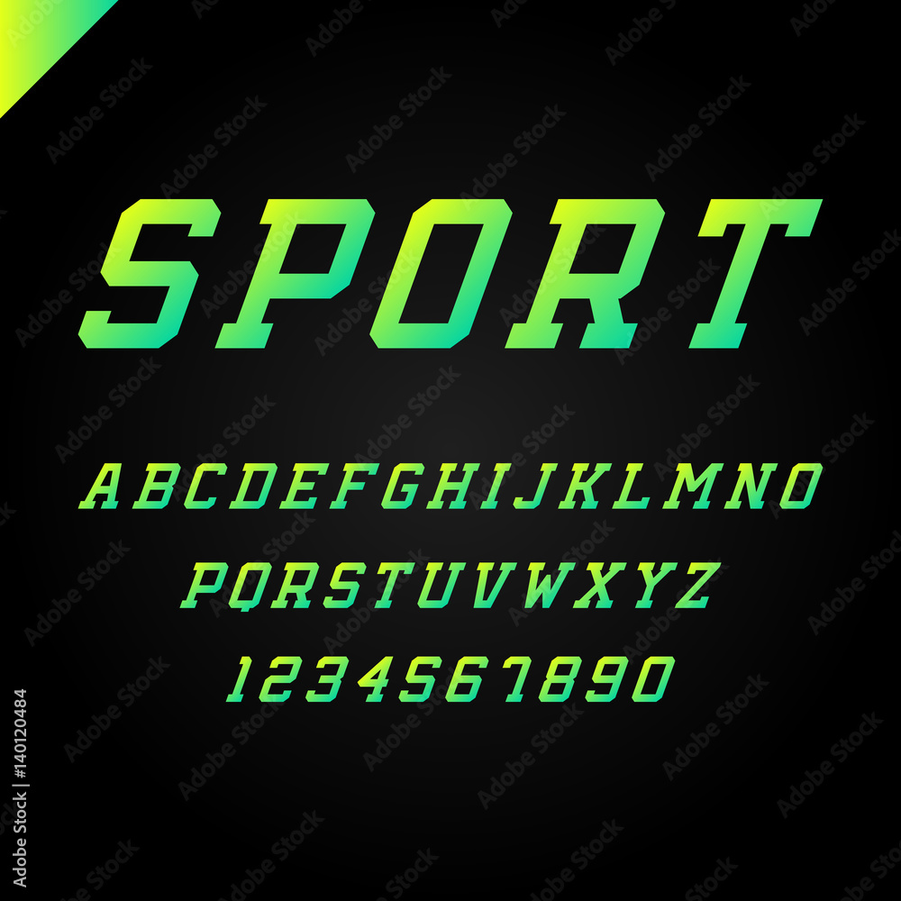 Vetor de Sport font. Vector alphabet with latin letters and numbers. do ...
