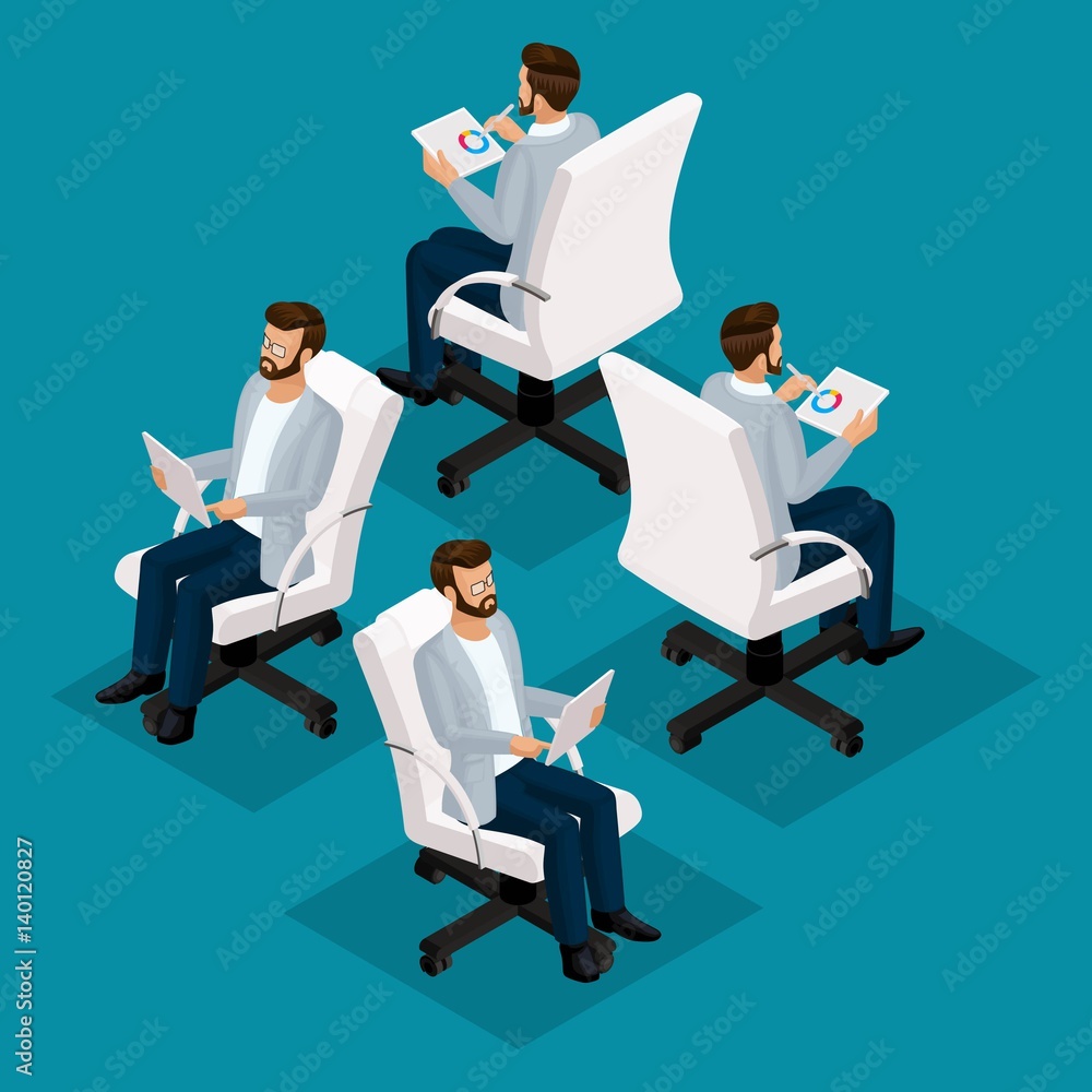 Trend isometric objects 3D people, person, stylish hairstyle, glasses ...