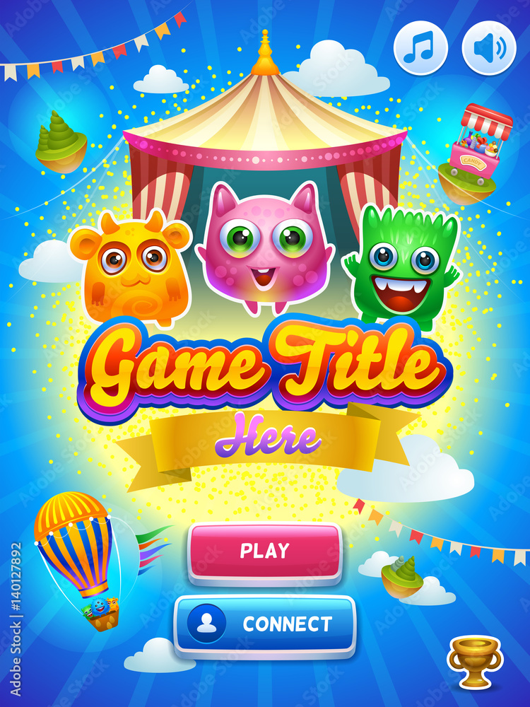 Game UI. Main screen. Stock Vector | Adobe Stock
