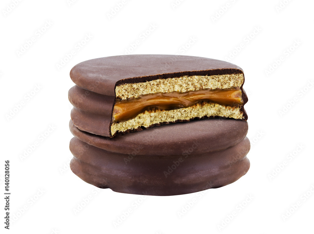 advice with bite chocolate alfajor biscuit cookie, caramel filled and ...