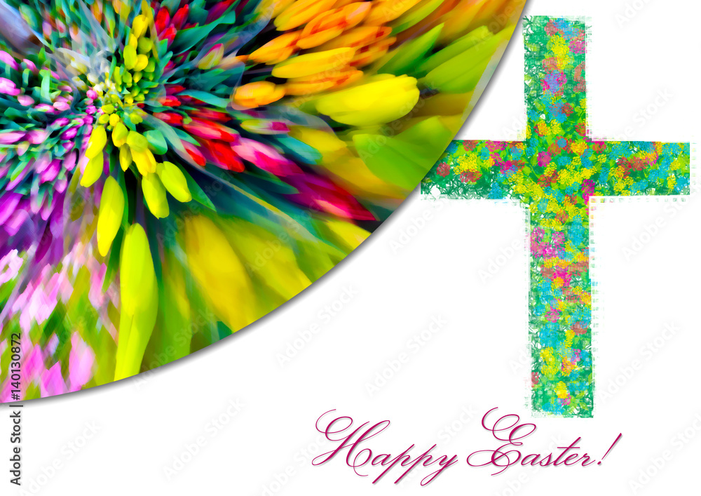 Happy Easter Cross Flowers