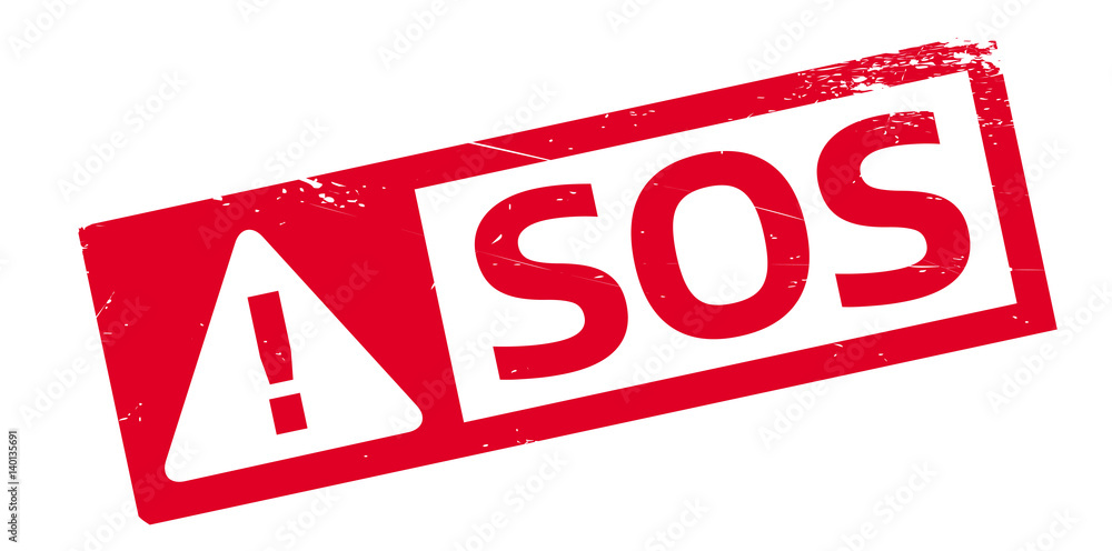 Sos rubber stamp. Grunge design with dust scratches. Effects can be ...