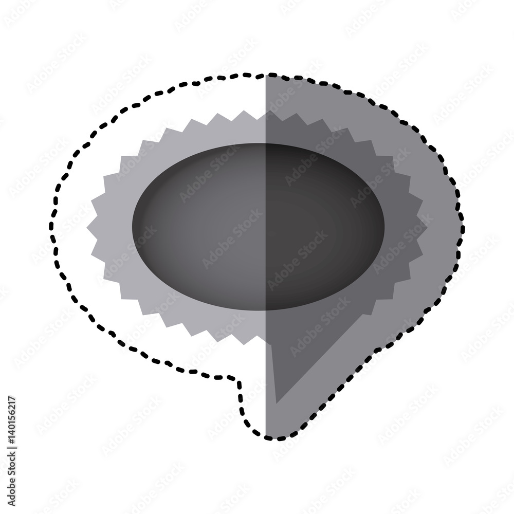 grayscale sticker with oval speech with sawtooth contour and tail ...