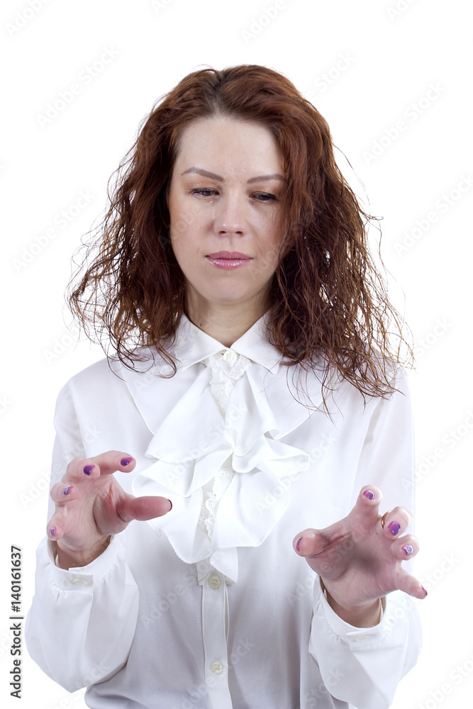Woman shows a rotational motion of the hand Stock Photo | Adobe Stock