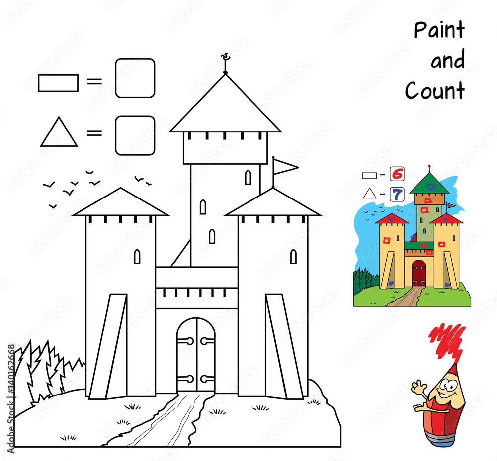 Count all triangles and rectangles in the picture. Educational counting ...