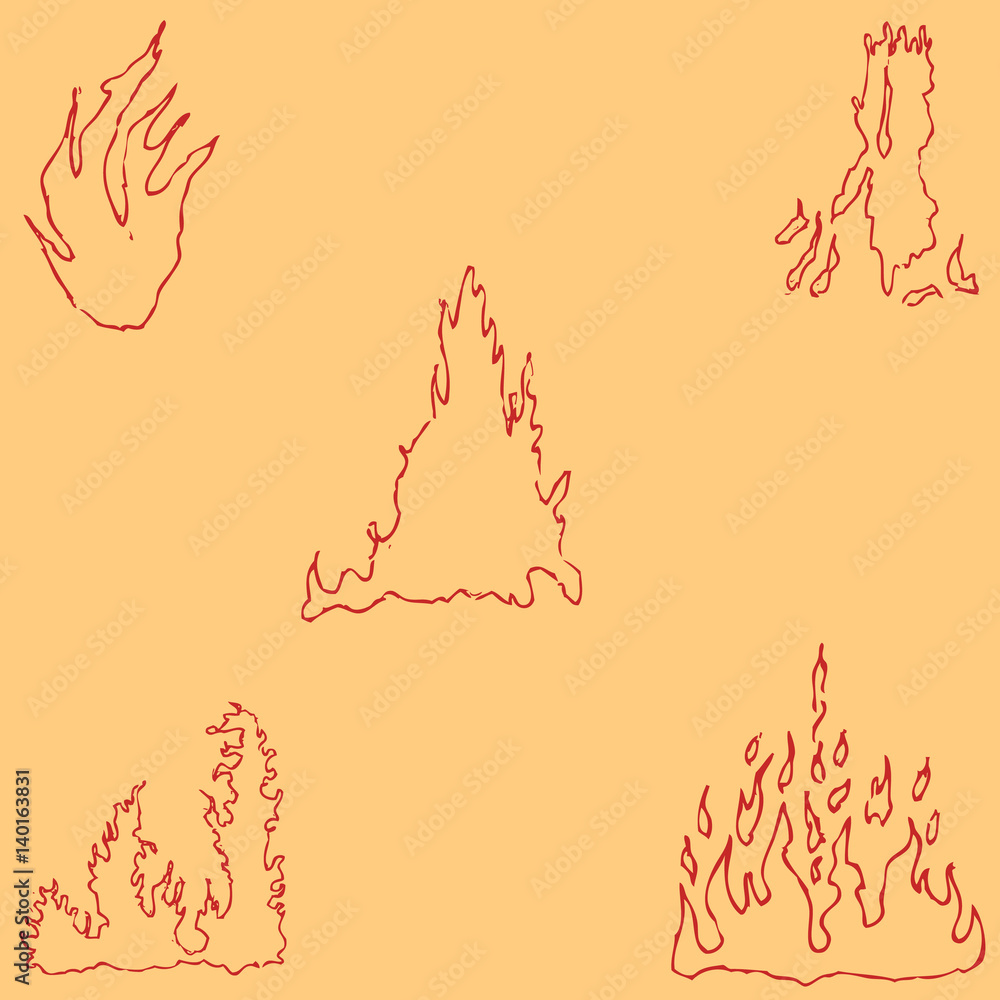 Tree On Fire Pencil Drawing