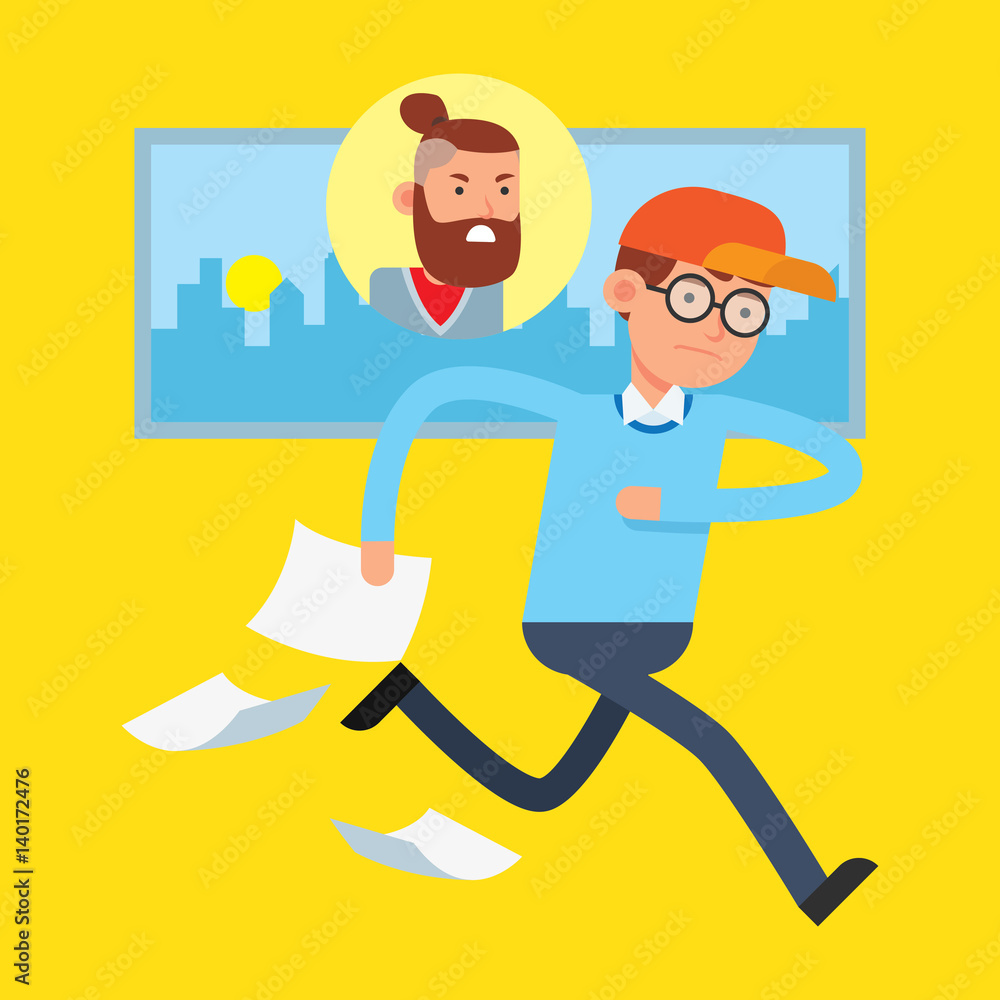 Business character set on work-load theme. Office worker running and ...