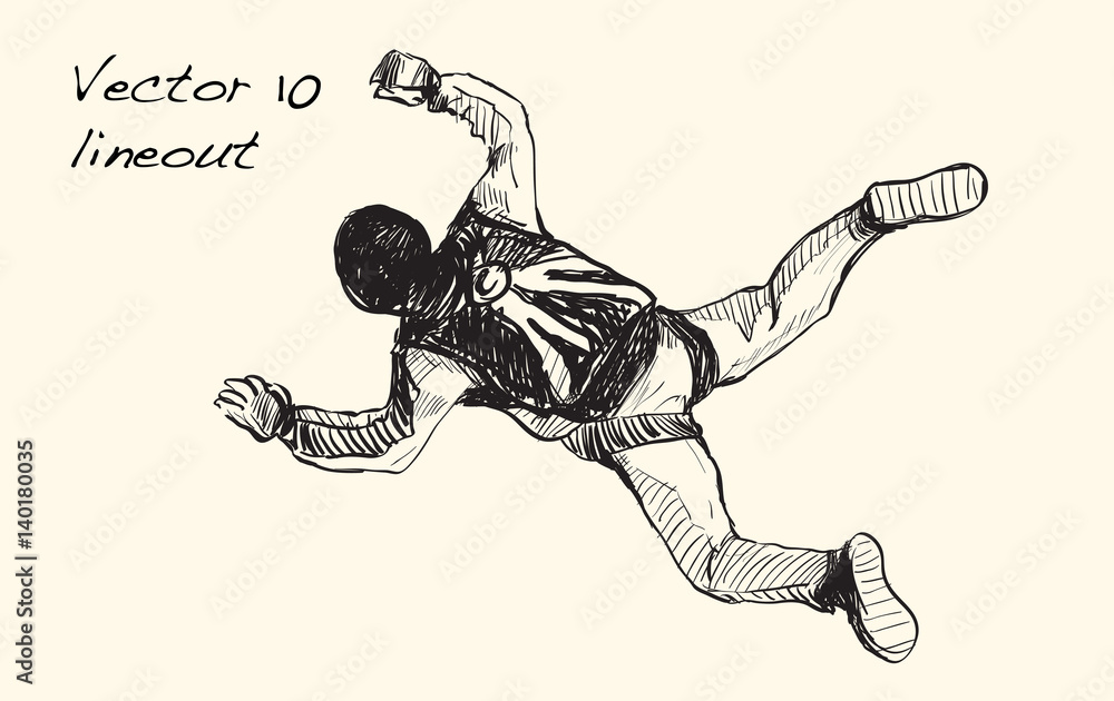 sketch of skydiving on the air, free hand draw illustration vector ...
