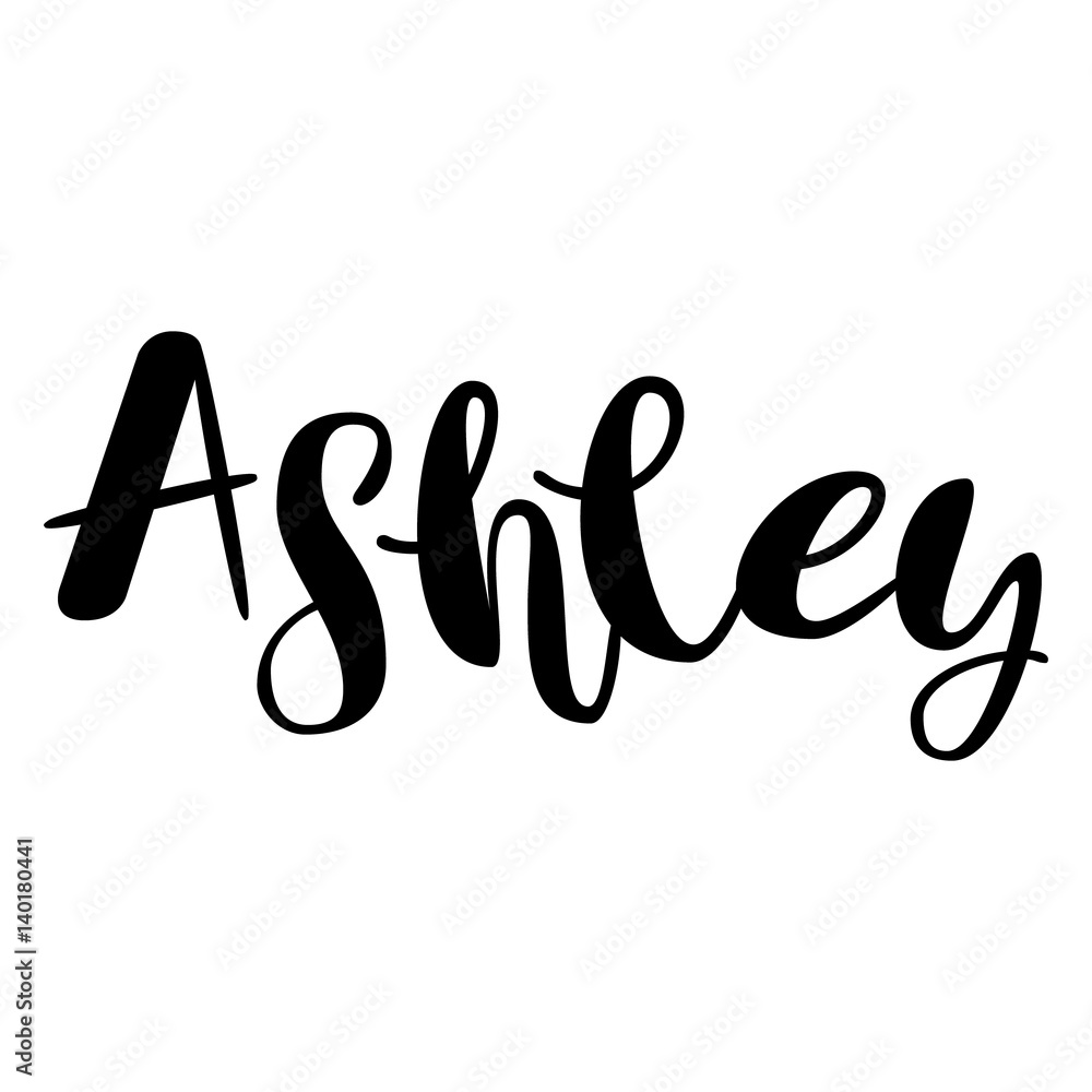 Female name - Ashley. Lettering design. Handwritten typography. Vector ...