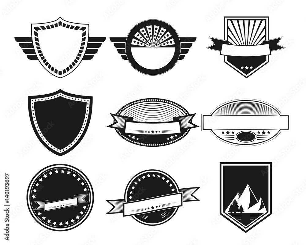 Vector black and white set of blanks for badges and labels for your ...