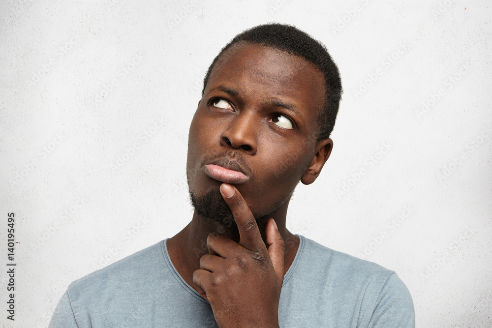 Human face expressions, emotions and feelings. Handsome young African ...