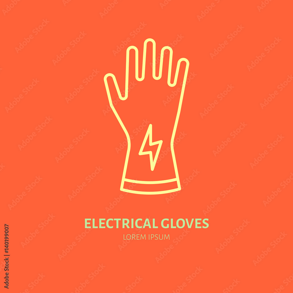 Safety gloves, hand protection flat line icon. Vector logo for personal ...