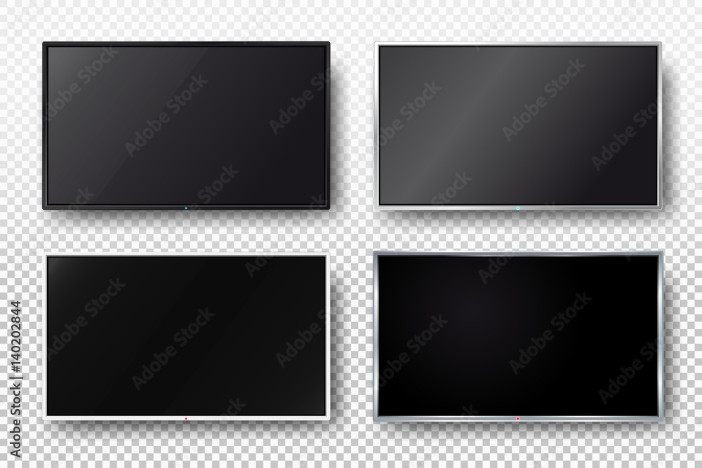 Set of tv, modern blank screen lcd, led. Vector illustration. Isolated ...
