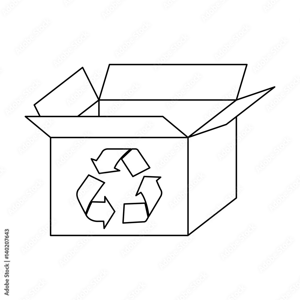 figure box open with recycle symbol icon, vector illustraction design ...