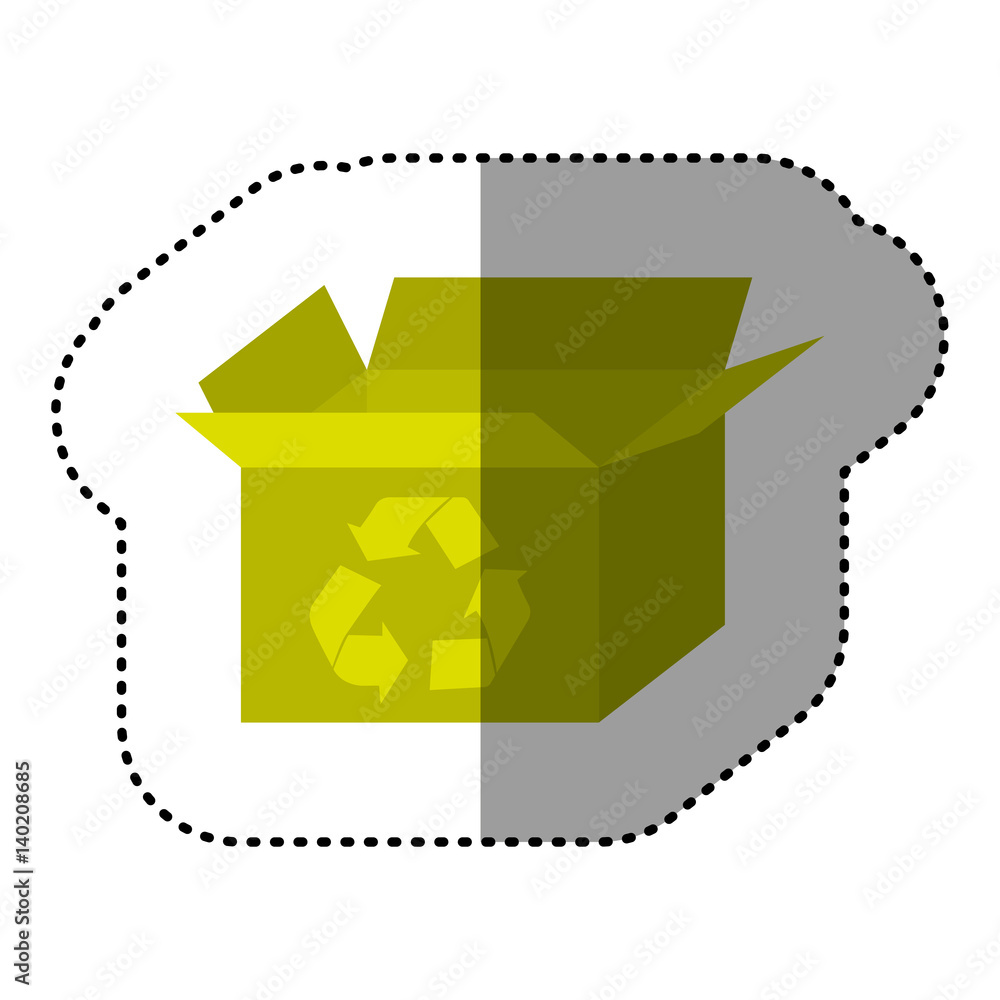 yellow box open with recycle symbol icon, vector illustraction design ...