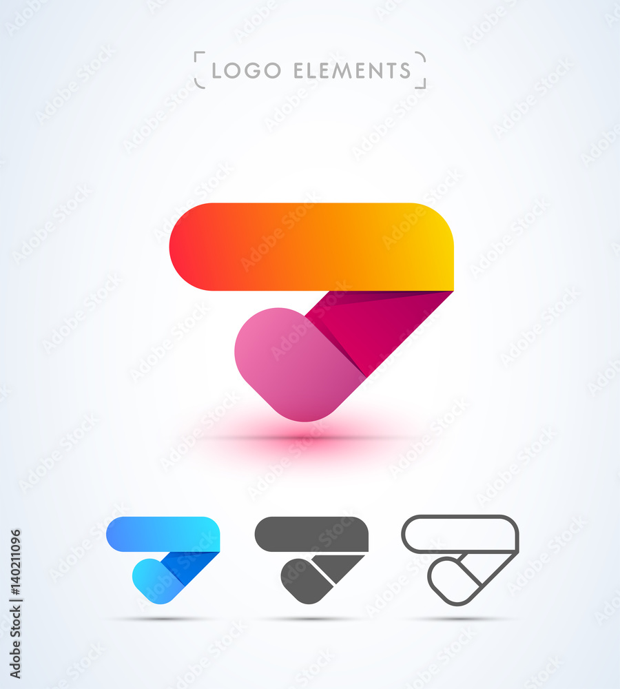 Abstract origami triangle logo icon. Play button for application sign ...
