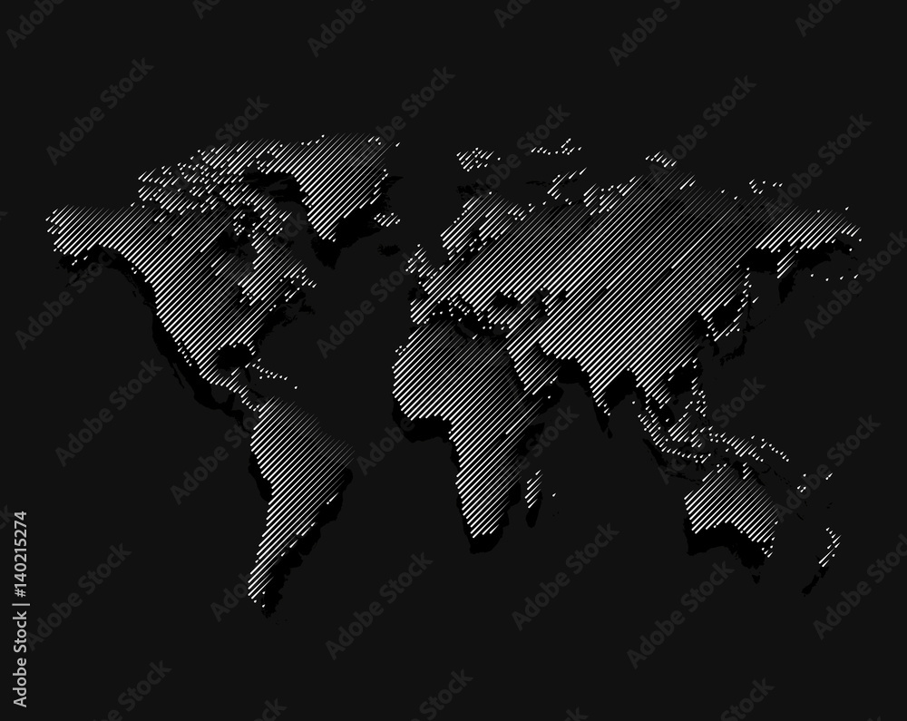 Isolated black color worldmap of lines background, earth vector ...