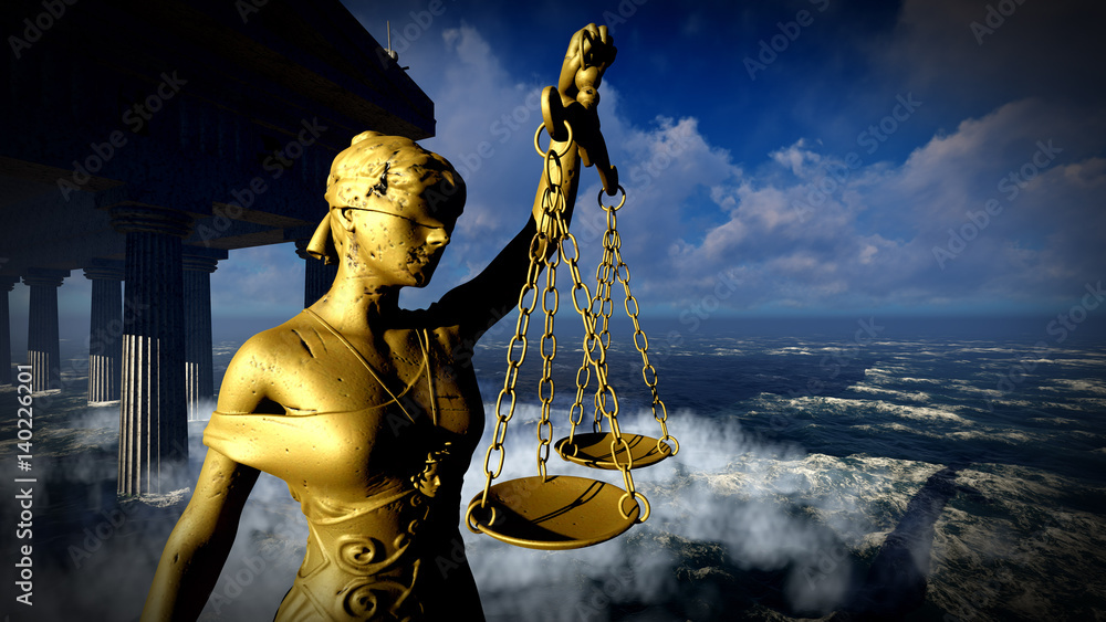 Themis in court 3d illustration Stock Illustration | Adobe Stock