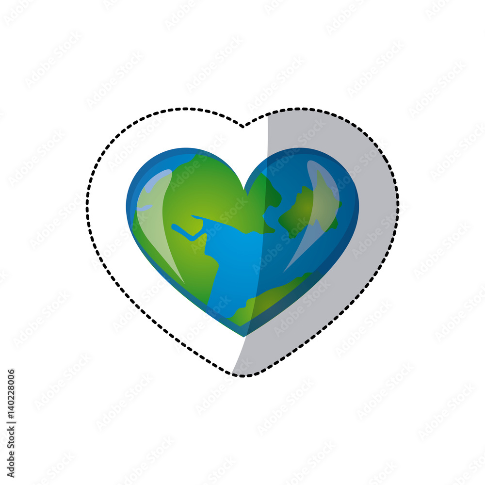color earth planet heart icon, vector illustraction design image Stock ...