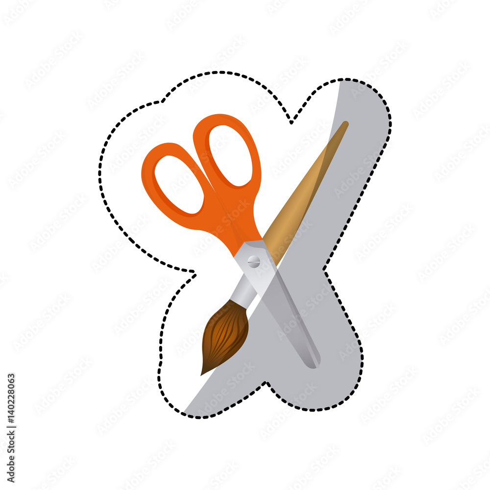 color scissor with paint brush icon, vector illustraction design image ...