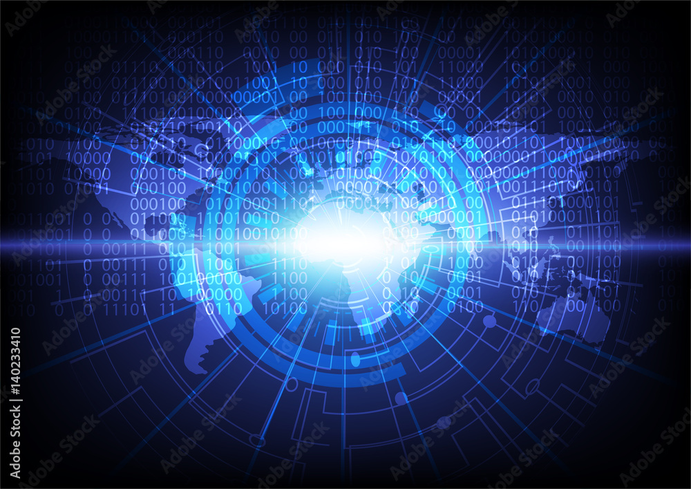 Digital abstract futuristic light with world map template business and ...