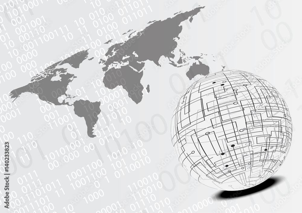 Digital white world map template business and technology background ...