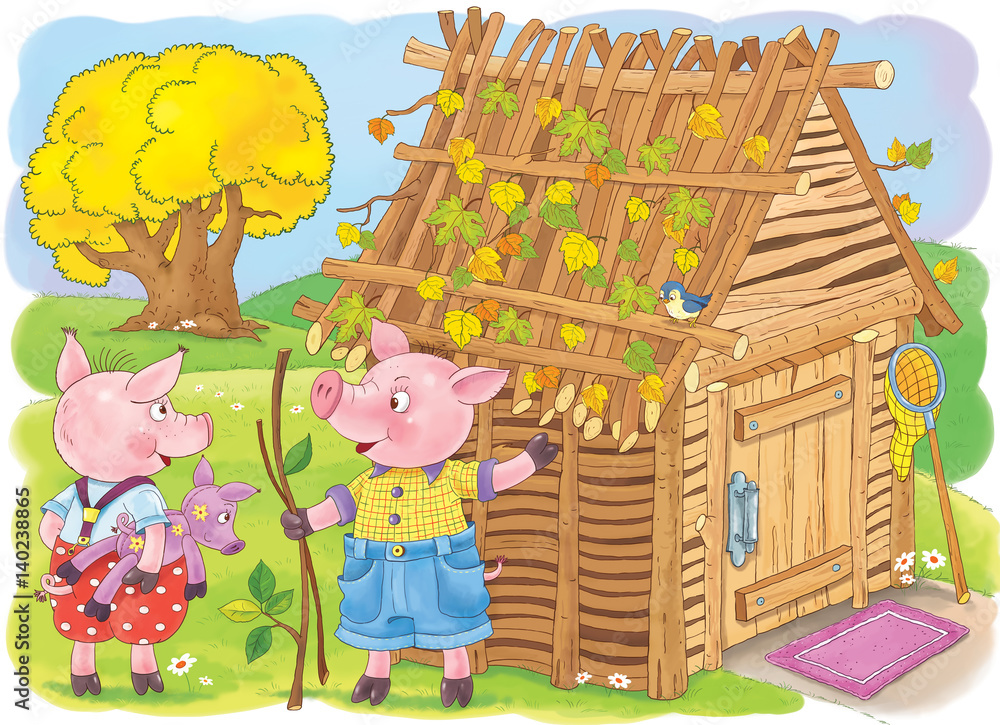 Three little pigs. Fairy tale. Illustration for children. Cute and ...