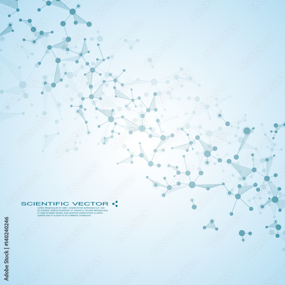Molecule DNA and neurons vector. Molecular structure. Connected lines ...