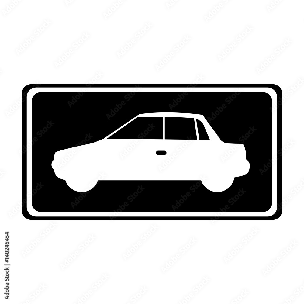 monochrome silhouette automobile of side view in square frame vector ...