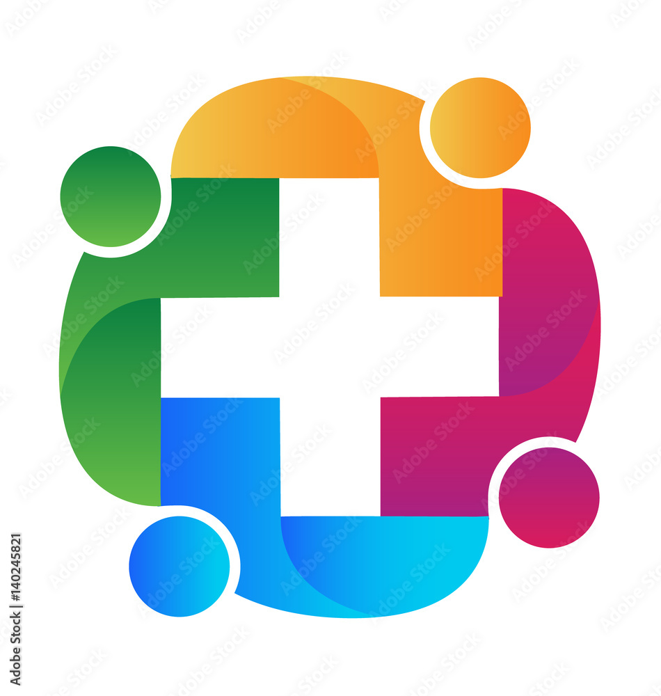 Teamwork medical people logo vector Stock Vector | Adobe Stock