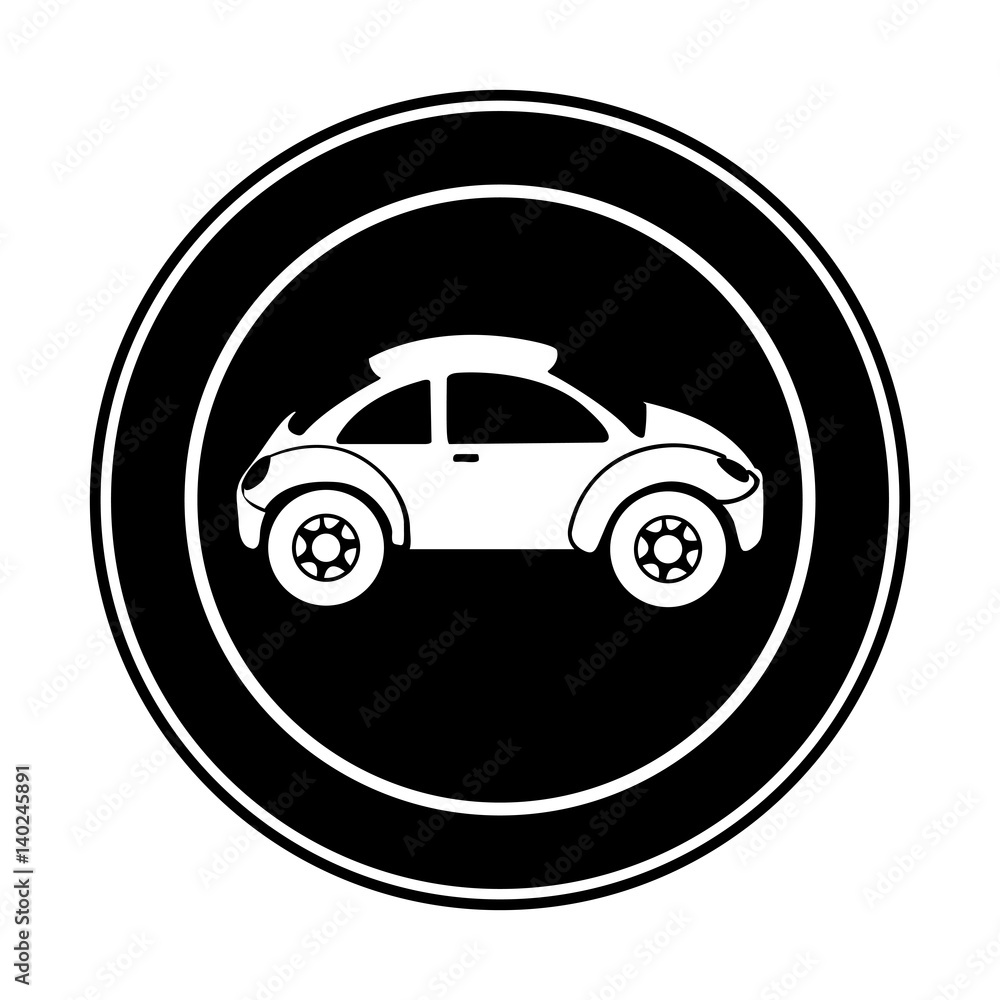 monochrome circular frame with sports car in side view vector ...
