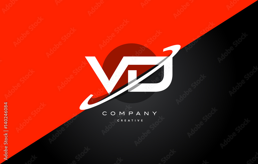 vd v d red black technology alphabet company letter logo icon Stock ...