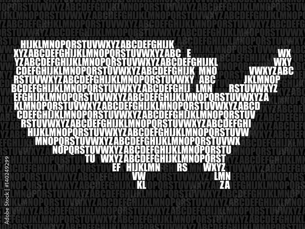 Abstract USA map with letters of English alphabet. Vector background ...