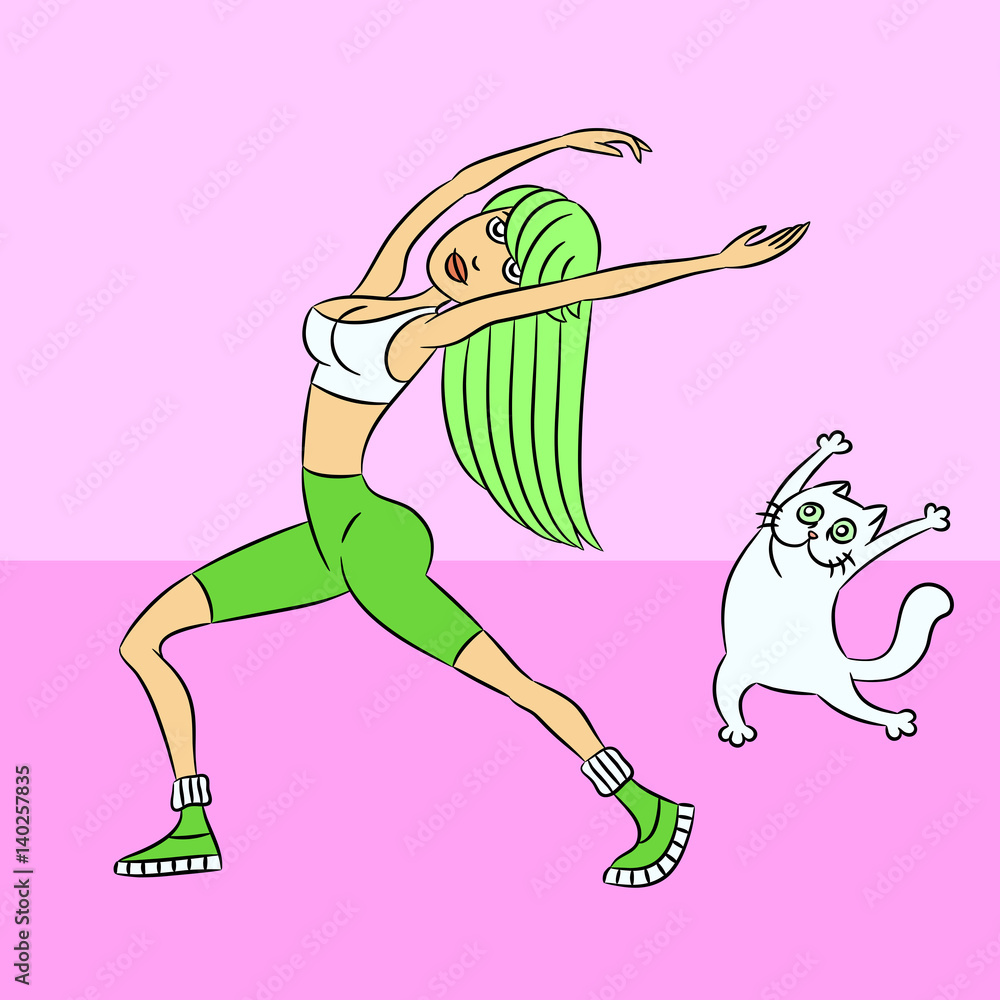 sport with the cat. vector illustration. Stock Vector | Adobe Stock