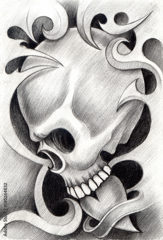 Art skull tattoo. Design skull mix graphic and tribal for tattoo hand ...
