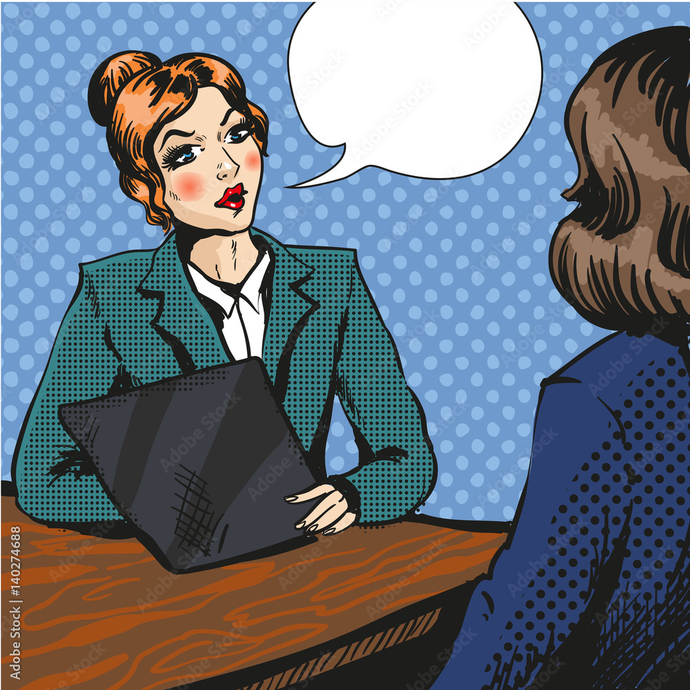 Job interview pop art vector illustration Stock Vector | Adobe Stock