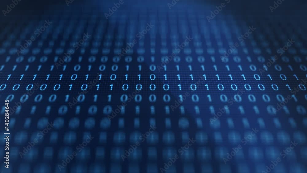Futuristic Digital computer binary code in software landscape Stock ...