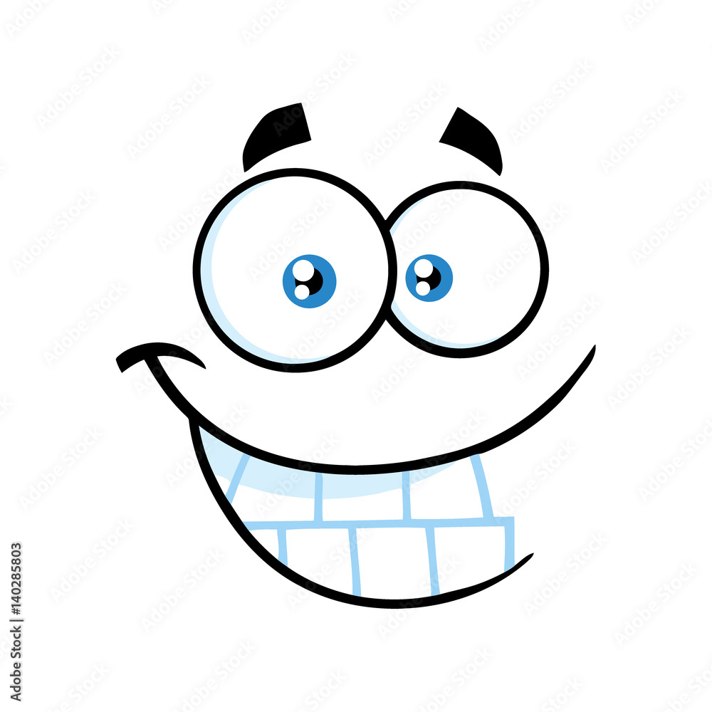 Smiling Cartoon Funny Face With Smiley Expression. Illustration ...