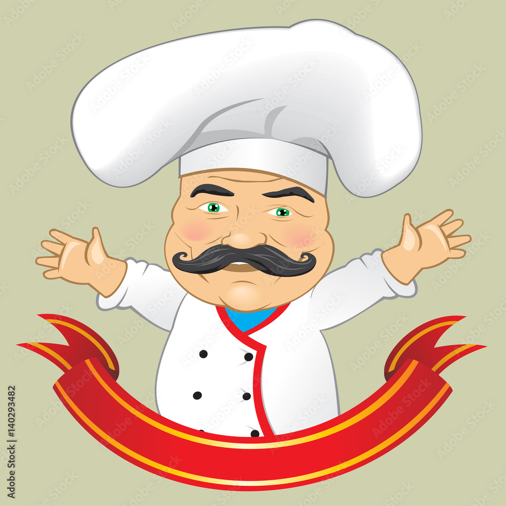 Vector Chef Cook Serving Food Realistic Cartoon Character Design ...