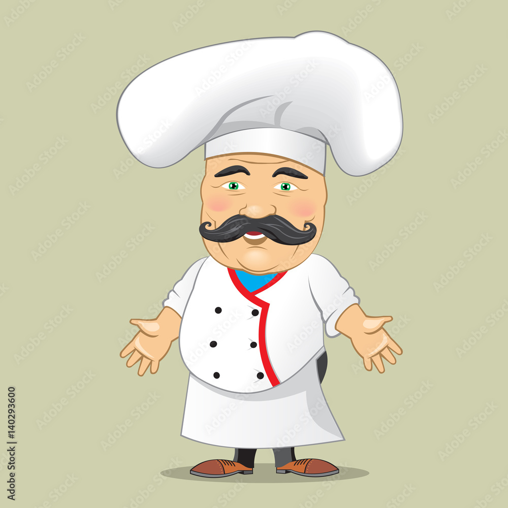 Vector Chef Cook Serving Food Realistic Cartoon Character Design ...