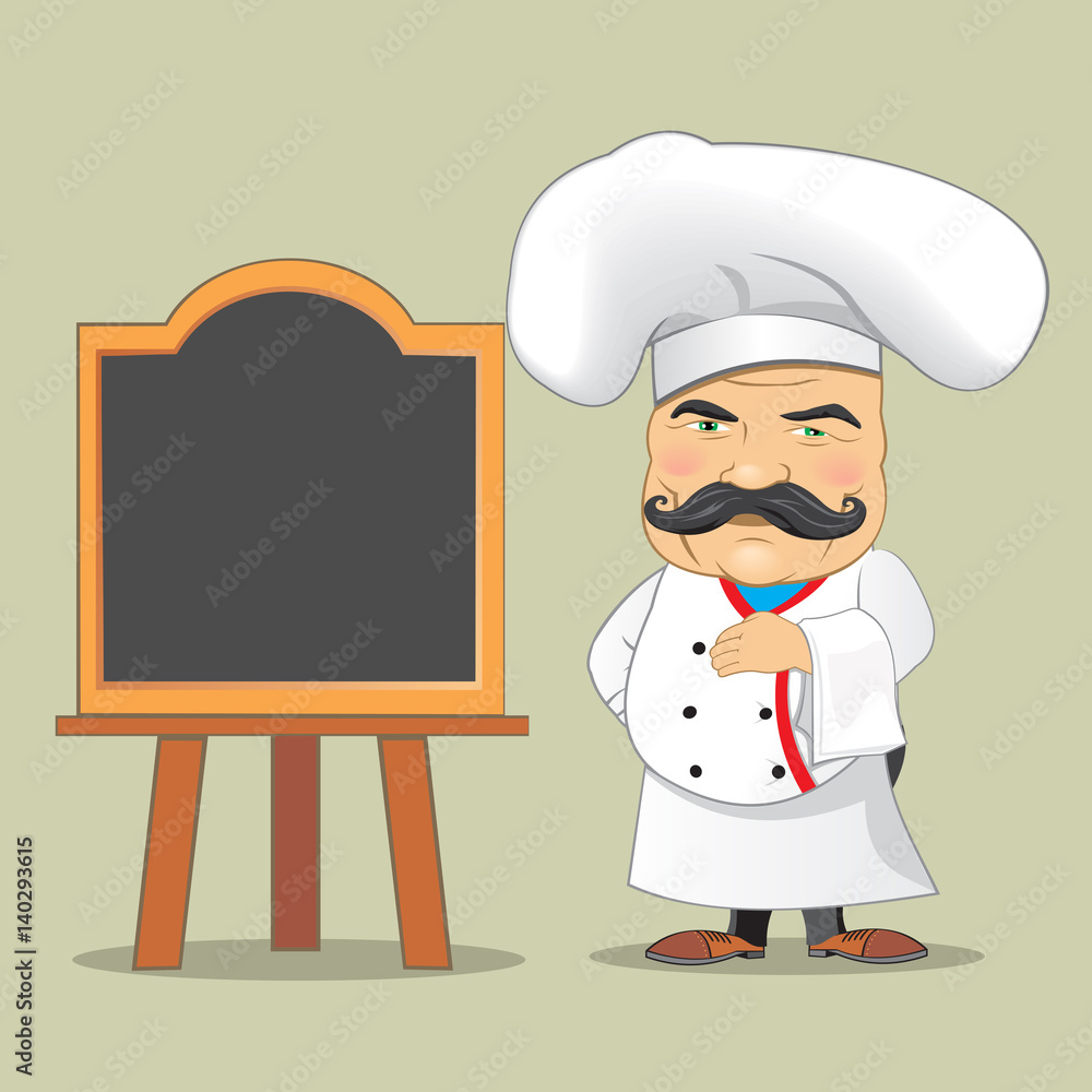 Vector Chef Cook Serving Food Realistic Cartoon Character Design ...