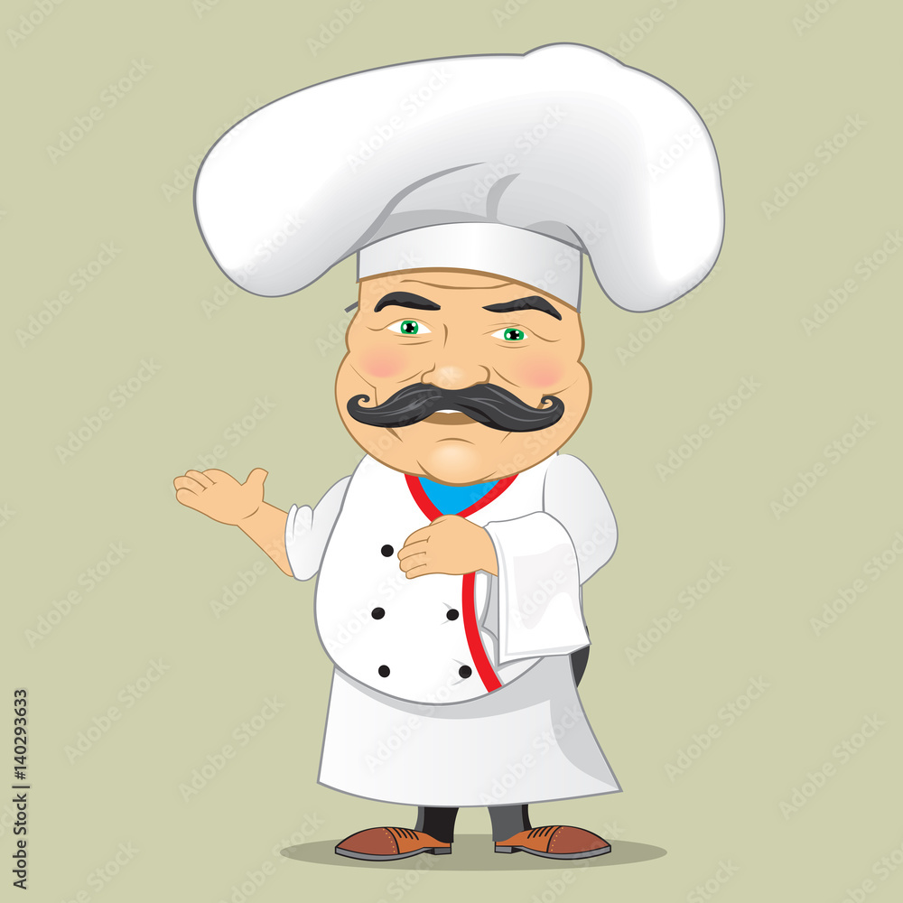 Vector Chef Cook Serving Food Realistic Cartoon Character Design ...