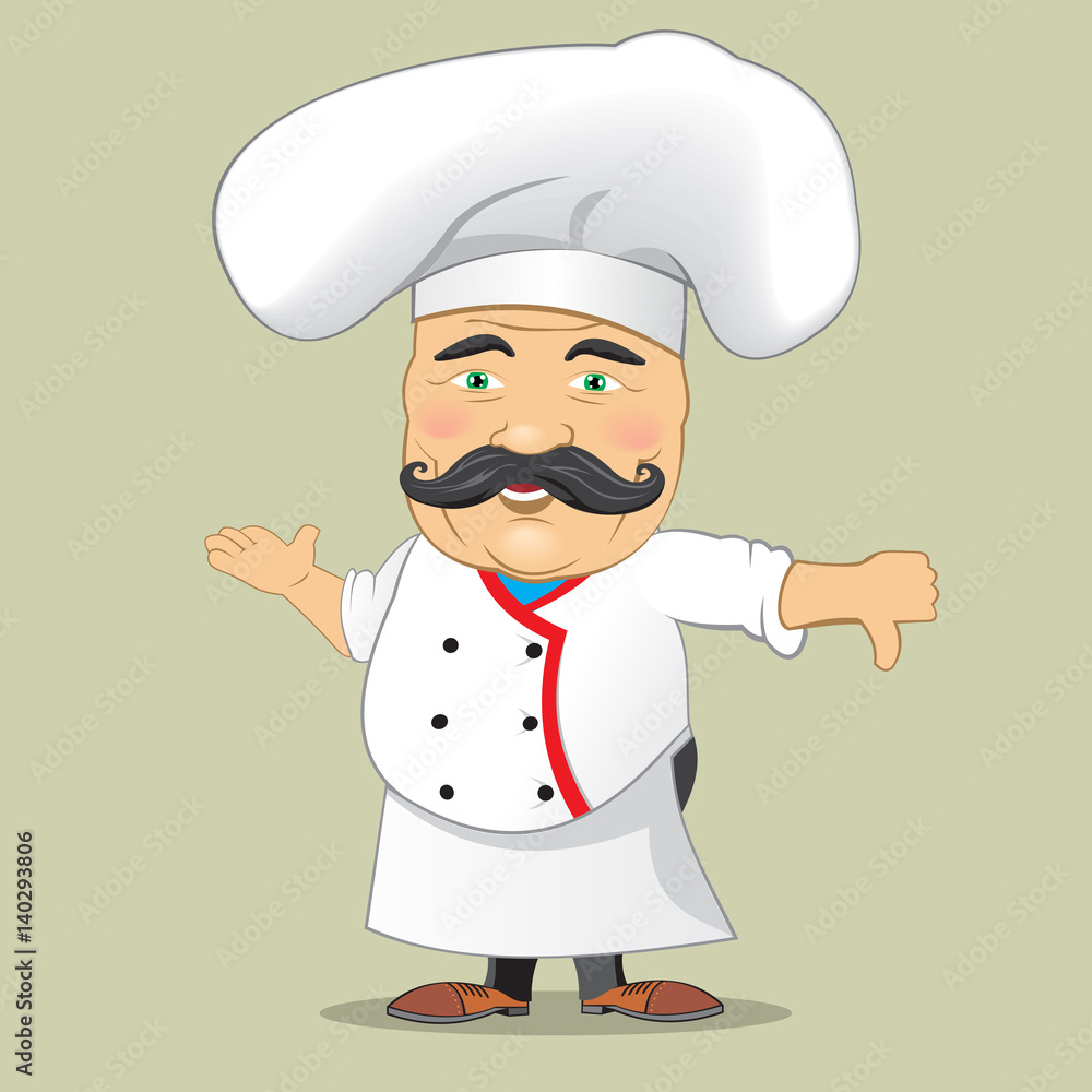 Vector Chef Cook Serving Food Realistic Cartoon Character Design ...