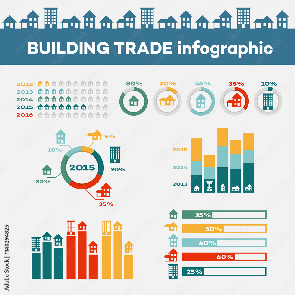 Building trade infographic Stock Vector | Adobe Stock