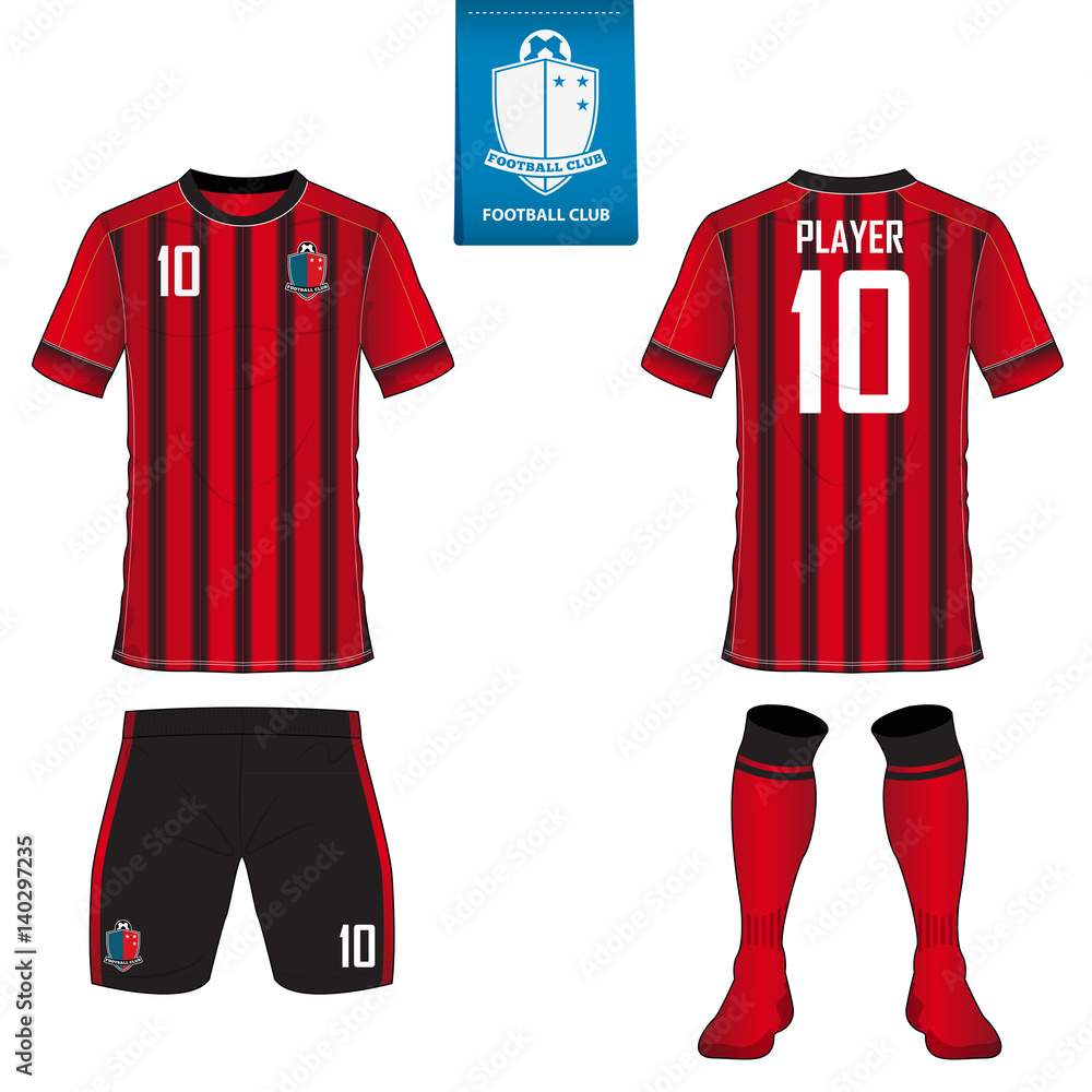 Set of soccer kit or football jersey template for football club. Flat ...