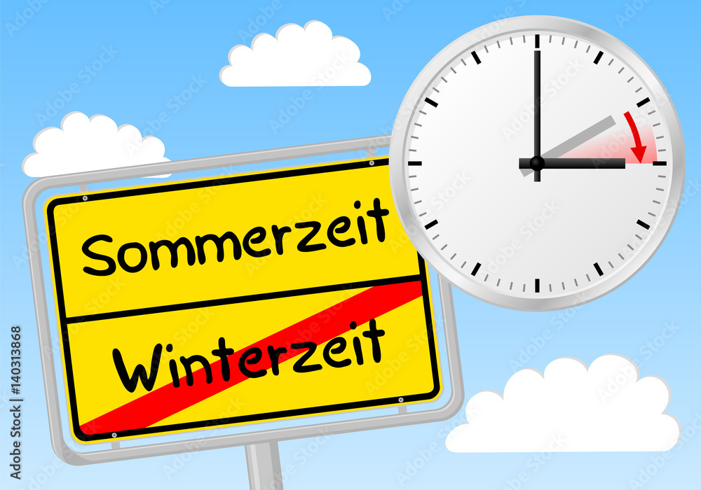 Umstellung von Winterzeit auf Sommerzeit Stock ベクター | Adobe Stock
