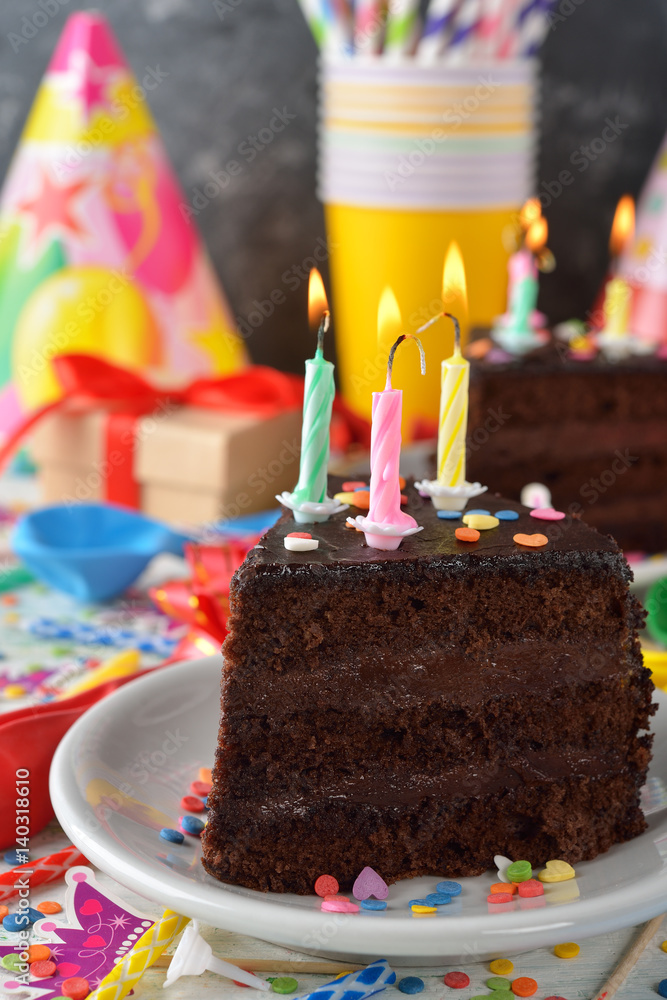 Chocolate birthday cake Stock Photo | Adobe Stock