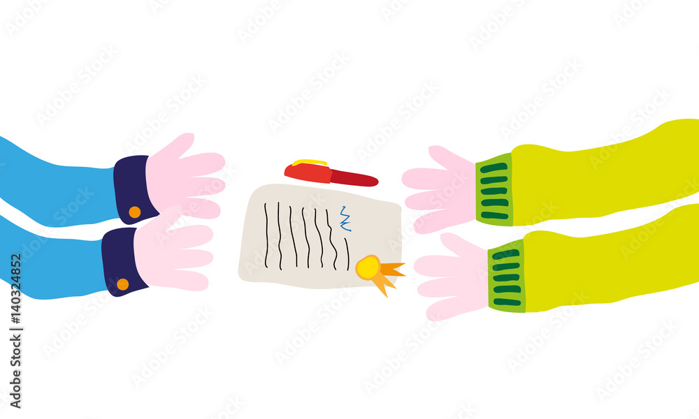 signing the contract, drawing vector illustration Stock Vector | Adobe ...