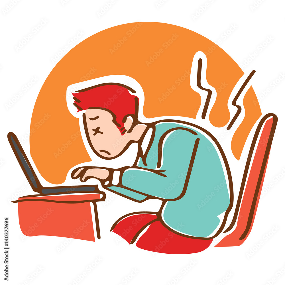 Back Pain Cartoon Computer