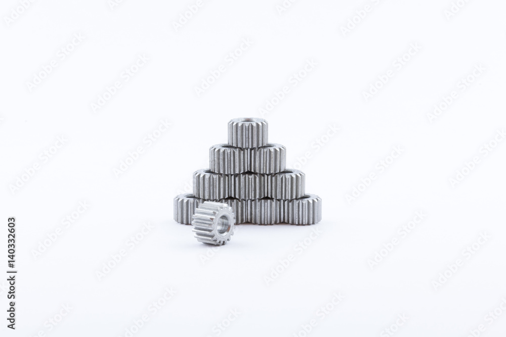 Isolated metal pinions gear. The iron gear on a white background ...